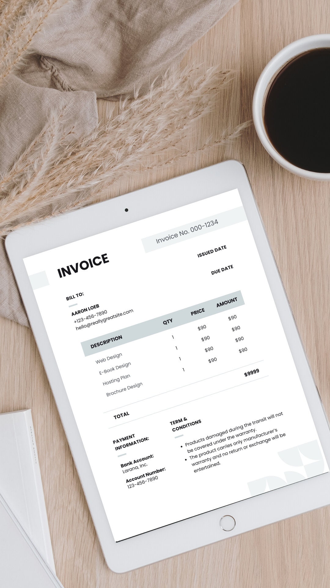 Sleek Monochrome Corporate Invoice, Modern Business Invoice Template ...