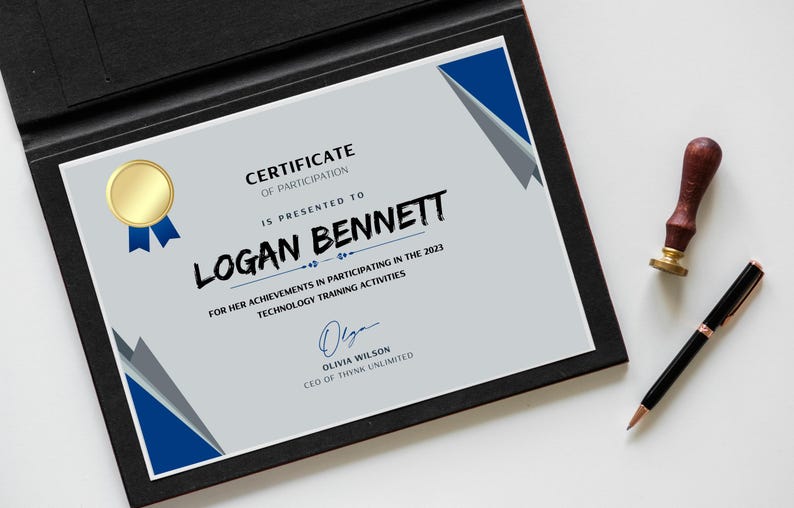 Editable Modern Certificate of Participation, Customizable Professional ...