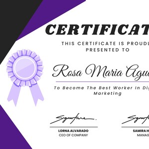 Purple Simple Company Certificate, Professional Achievement Award for ...