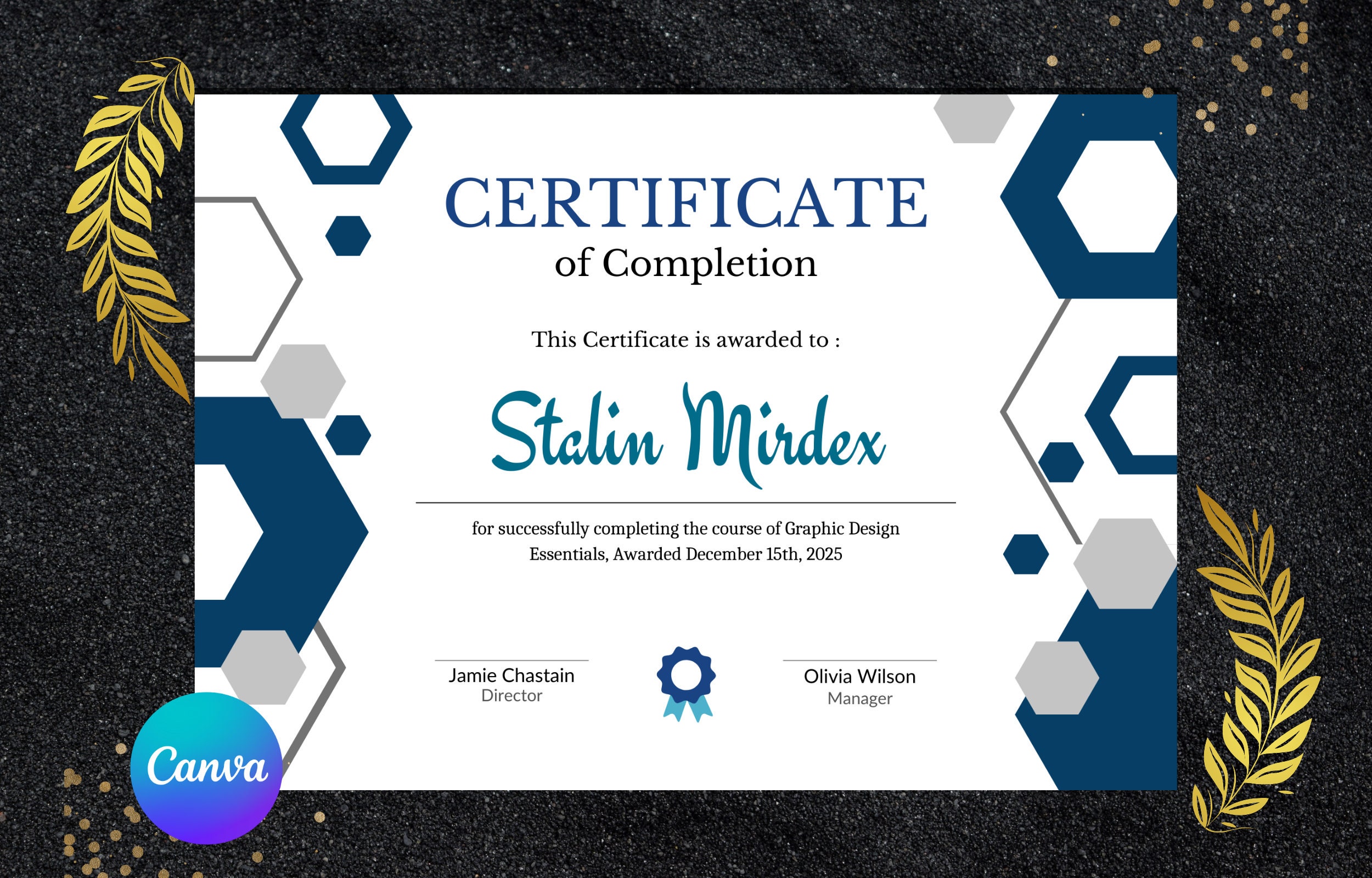 Exquisite Certificate of Completion, Elegant Diploma Holder, Graduation ...