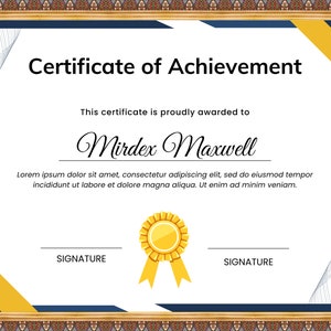 Sleek Blue and Yellow Minimalist Employee of the Month Certificate ...