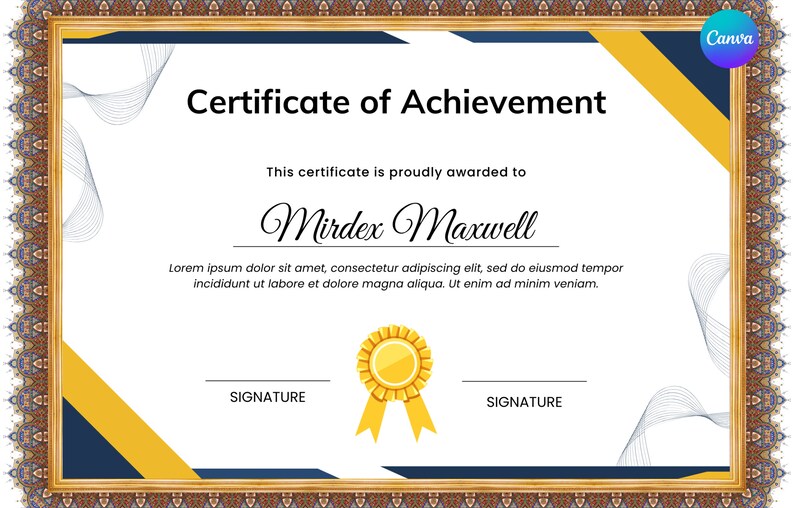 Sleek Blue and Yellow Minimalist Employee of the Month Certificate ...