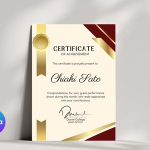 Red Brown Achievement Certificate Template, Modern Certificate Template ...