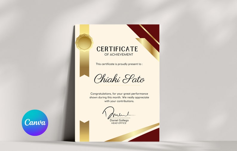 Red Brown Achievement Certificate Template, Modern Certificate Template ...
