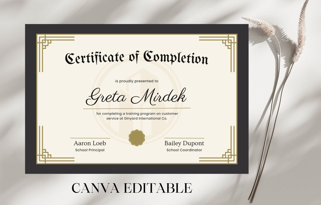 Customizable Brown Professional Certificate of Completion, Elegant ...