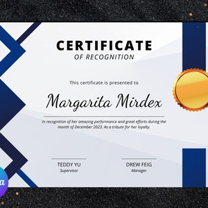 Modern White and Blue Certificate of Achievement, Minimal Design ...