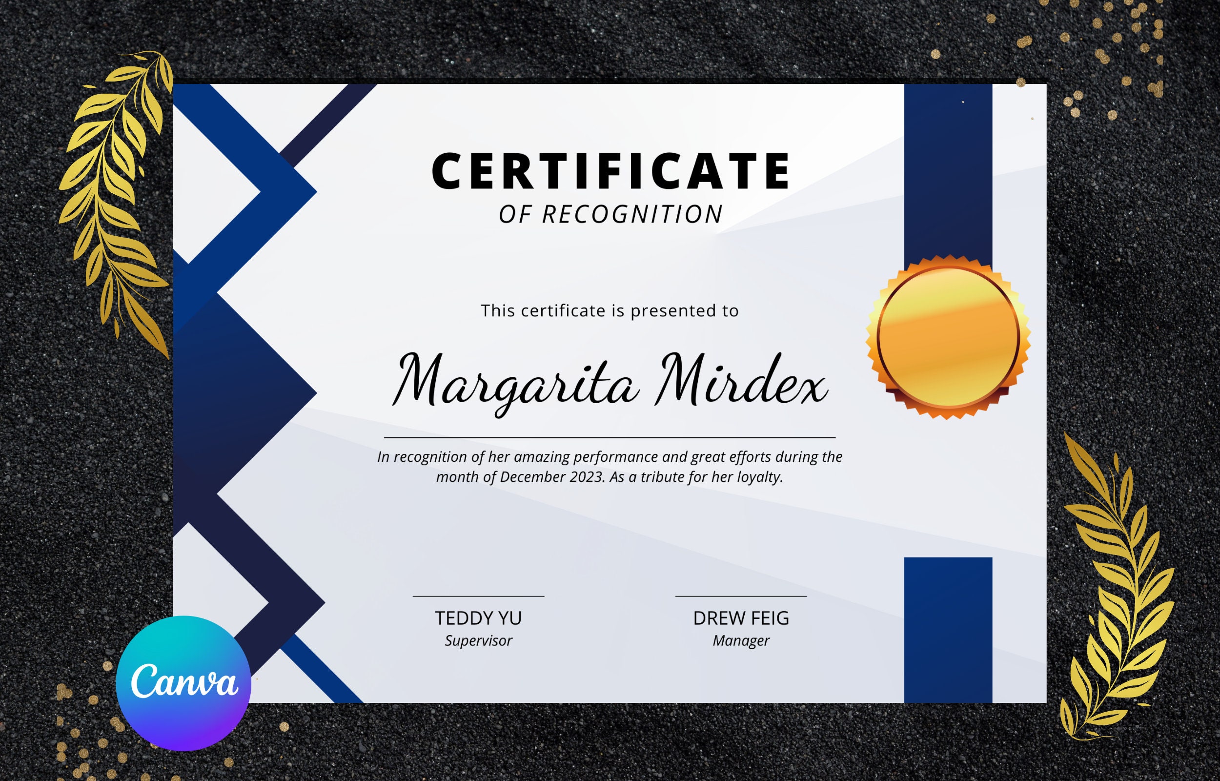 Modern White and Blue Certificate of Achievement, Minimal Design ...