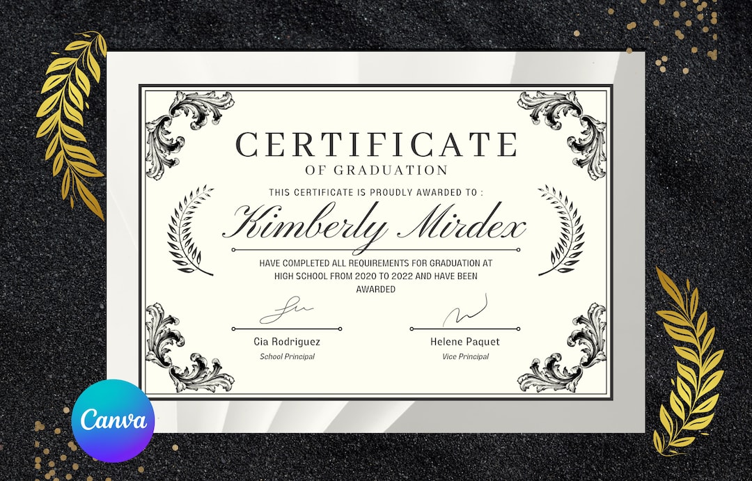 Instant Download Graduation Certificate Template, Editable Diploma ...