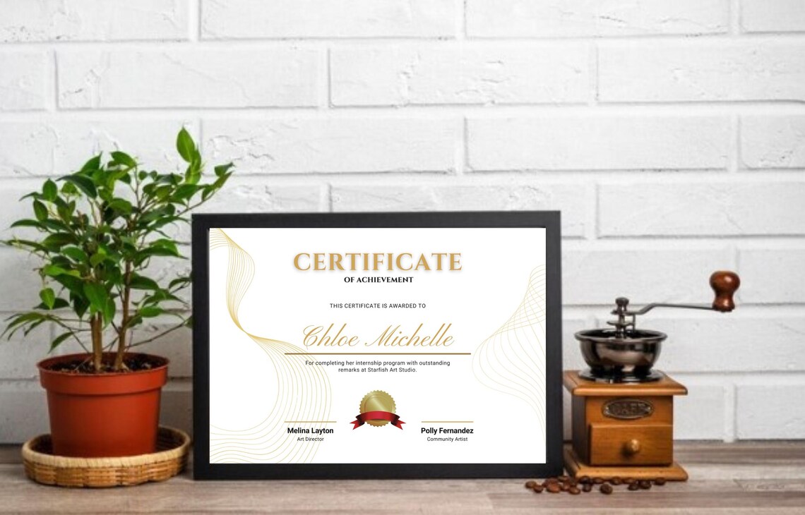 Golden Modern Certificate, Elegant Achievement Certificate ...