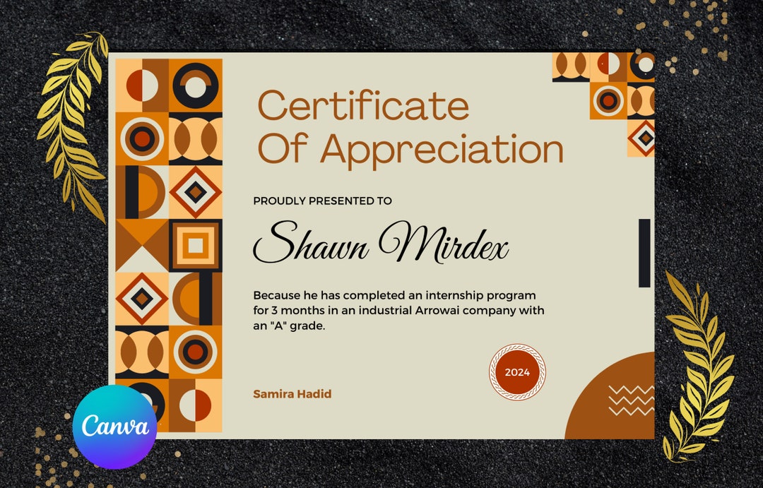Editable Appreciation Certificate, Award Template, Editable Elegant ...