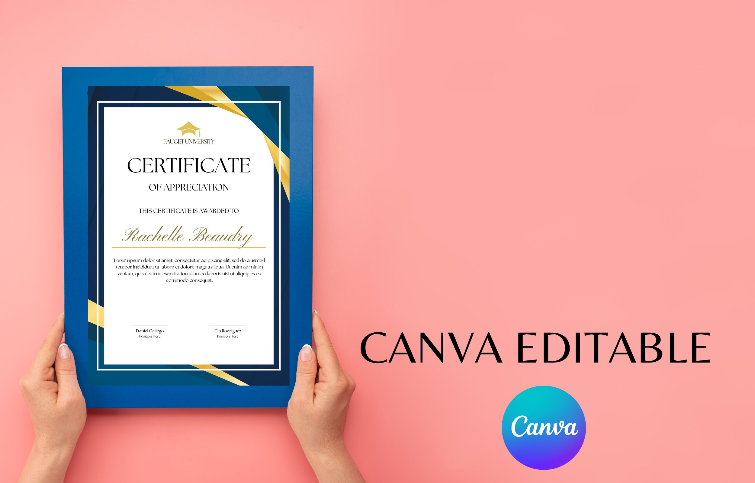 Blue White University Certificate Portrait Frame, Diploma Holder ...