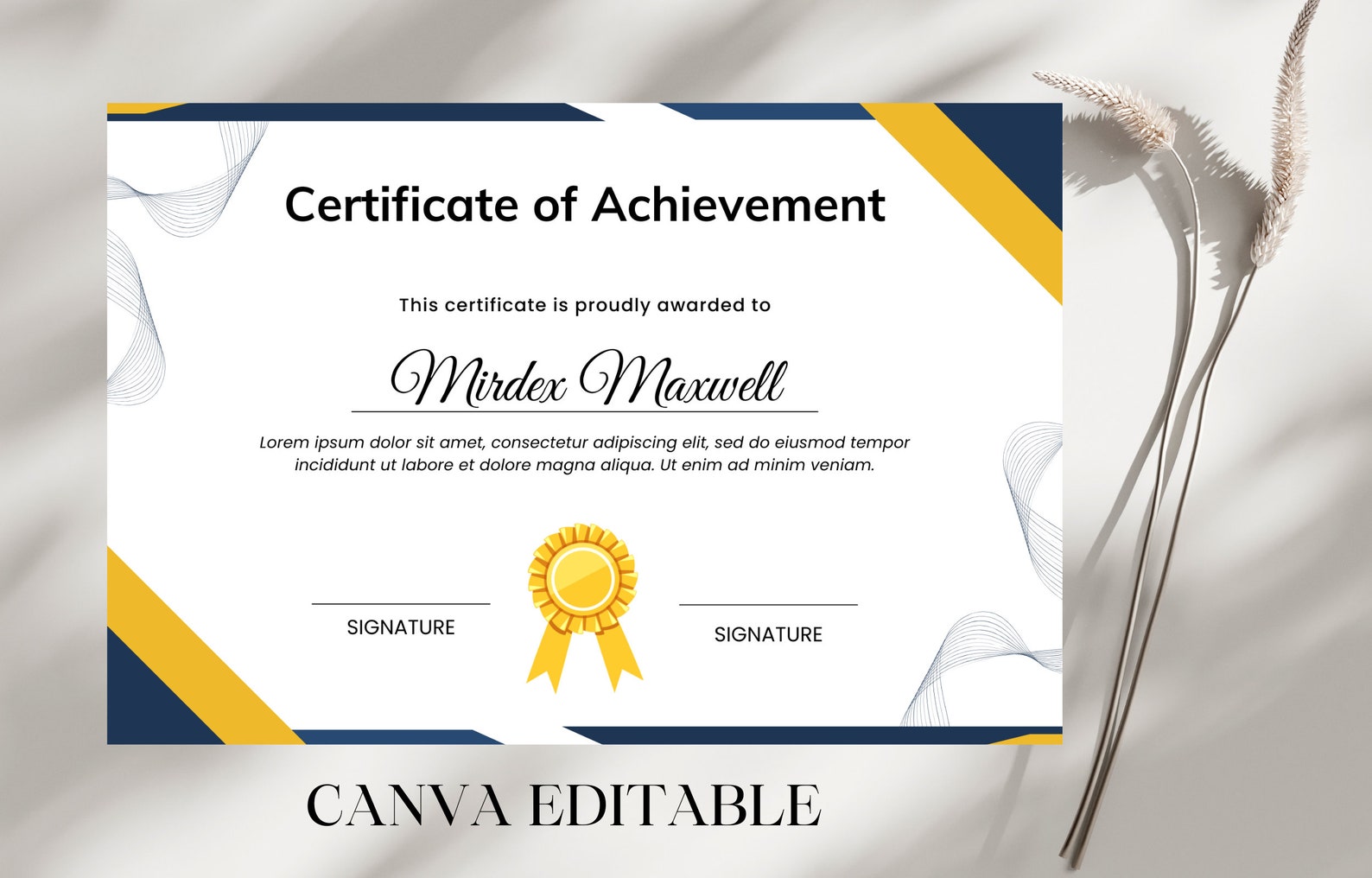 Sleek Blue and Yellow Minimalist Employee of the Month Certificate ...