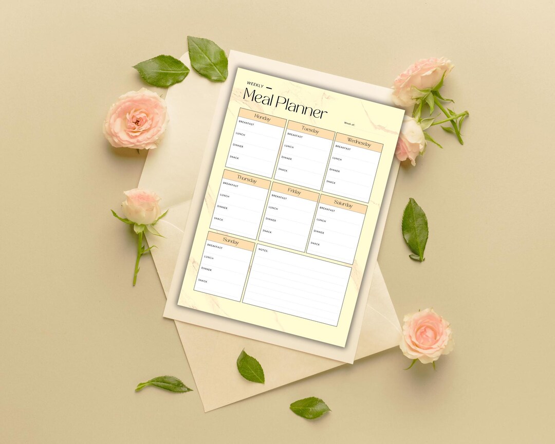Minimalist Weekly Meal Planner, Simple Kitchen Organizer - Etsy
