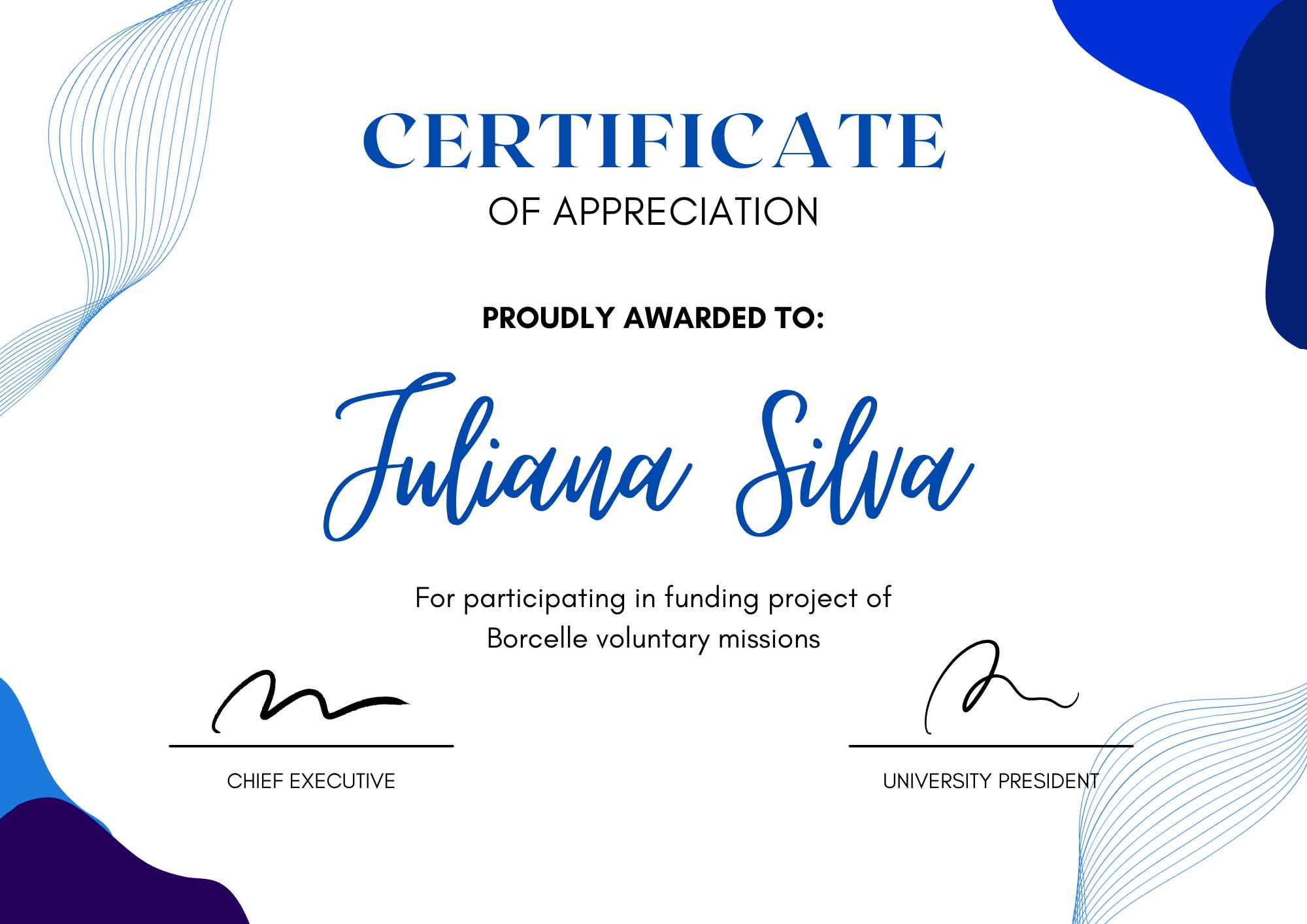 Certificate of Appreciation, Minimalist Funding Project Certificate ...