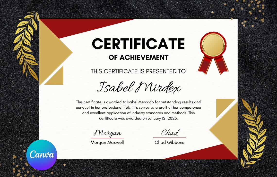 Customizable Certificate of Achievement, Editable Diploma Template ...