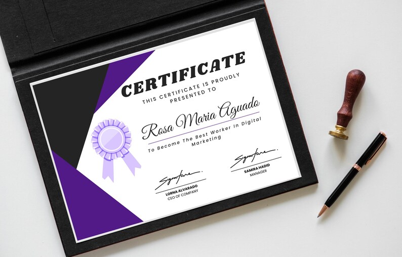 Purple Simple Company Certificate, Professional Achievement Award for ...
