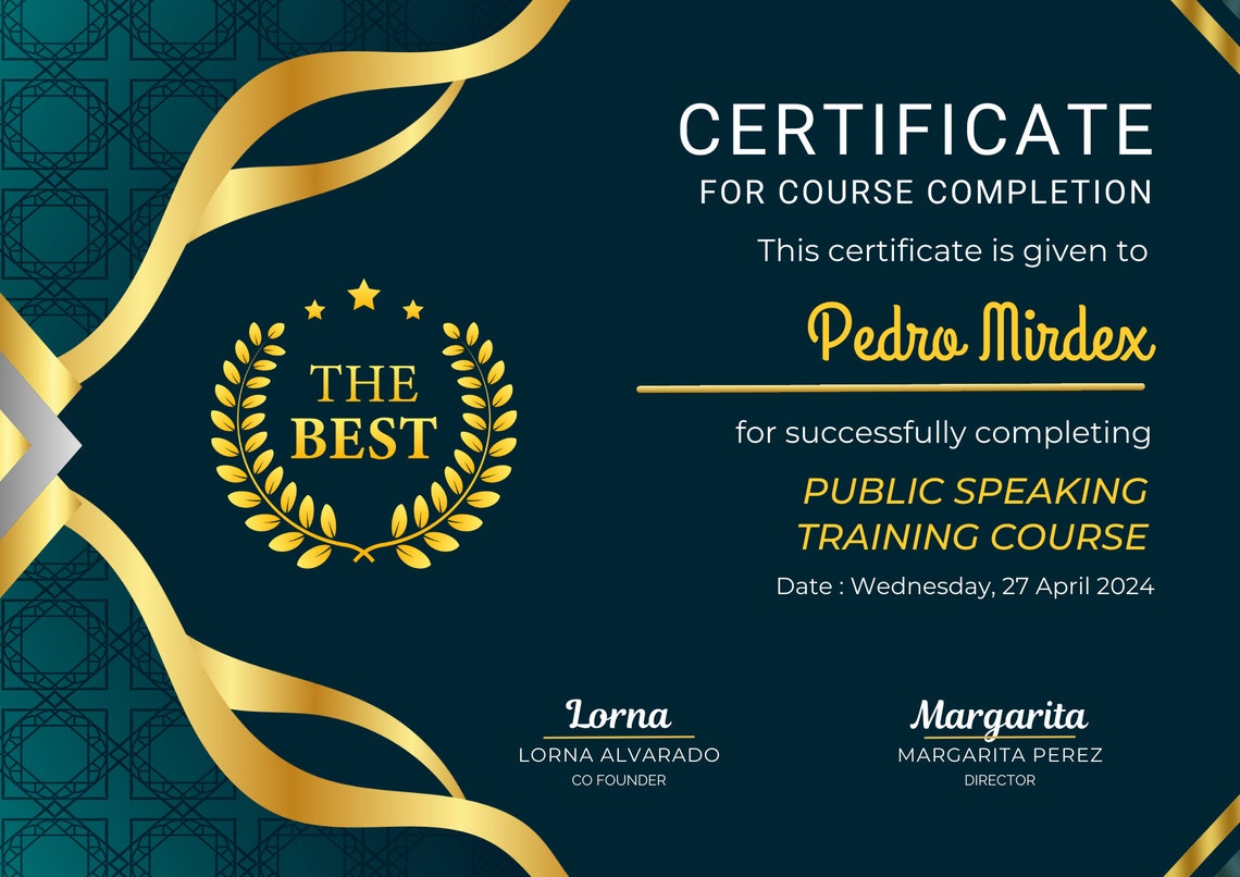 Elegant Course Completion Certificate, Educational Achievement Award ...