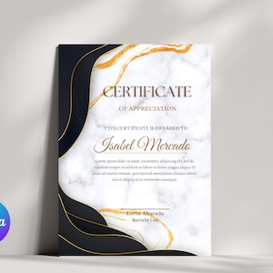 Elegant Black Gold Certificate Frame, Portrait Template Holder ...
