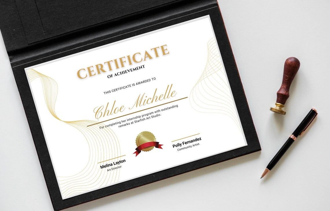 Golden Modern Certificate, Elegant Achievement Certificate ...