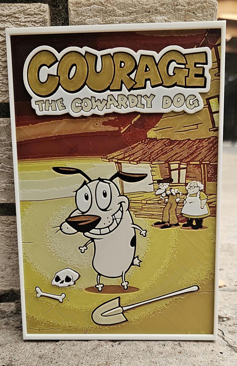 Courage the Cowardly Dog 3D Printed Poster - Etsy