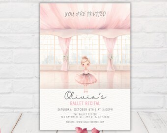Ballet Recital Video Invitation Template Editable Canva Template Party ...