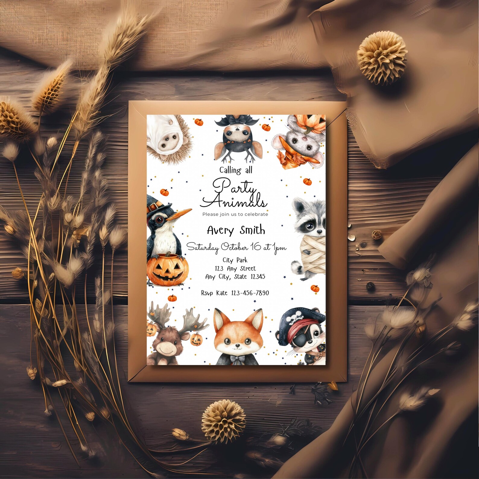 Woodland Animal Halloween Birthday| Party Animal Invitation| Cute ...