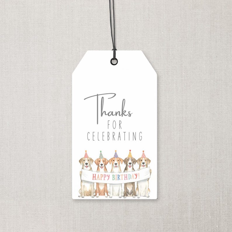 Dog Birthday Gift Tag| Thank You Tag| Instant DOWNLOAD - Etsy