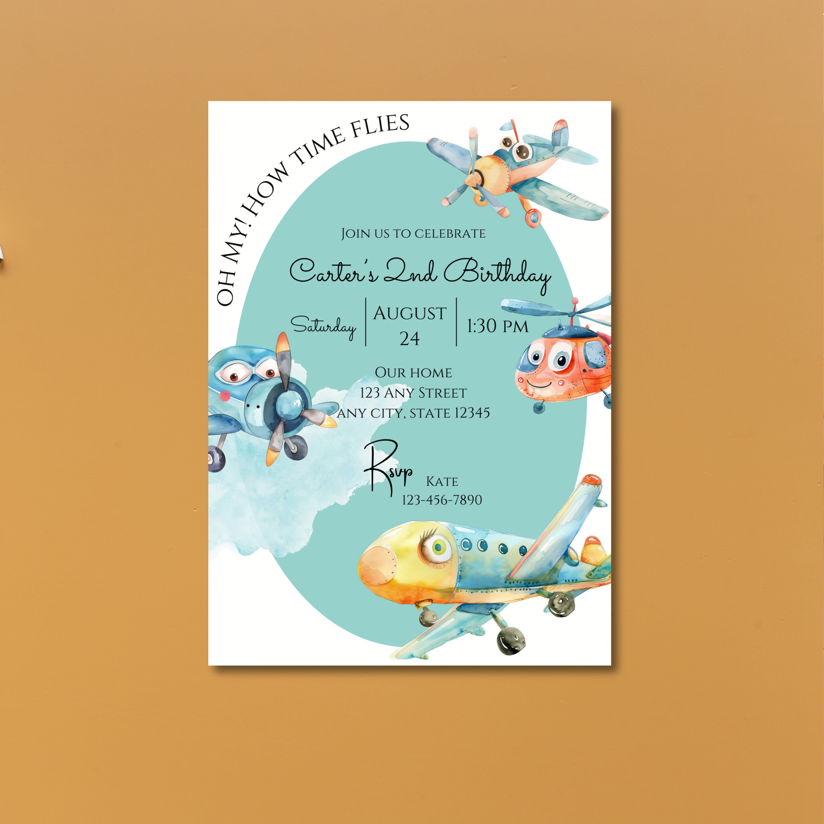 Airplane Birthday Invitation| Time Flies Invitation| Instant DOWNLOAD ...