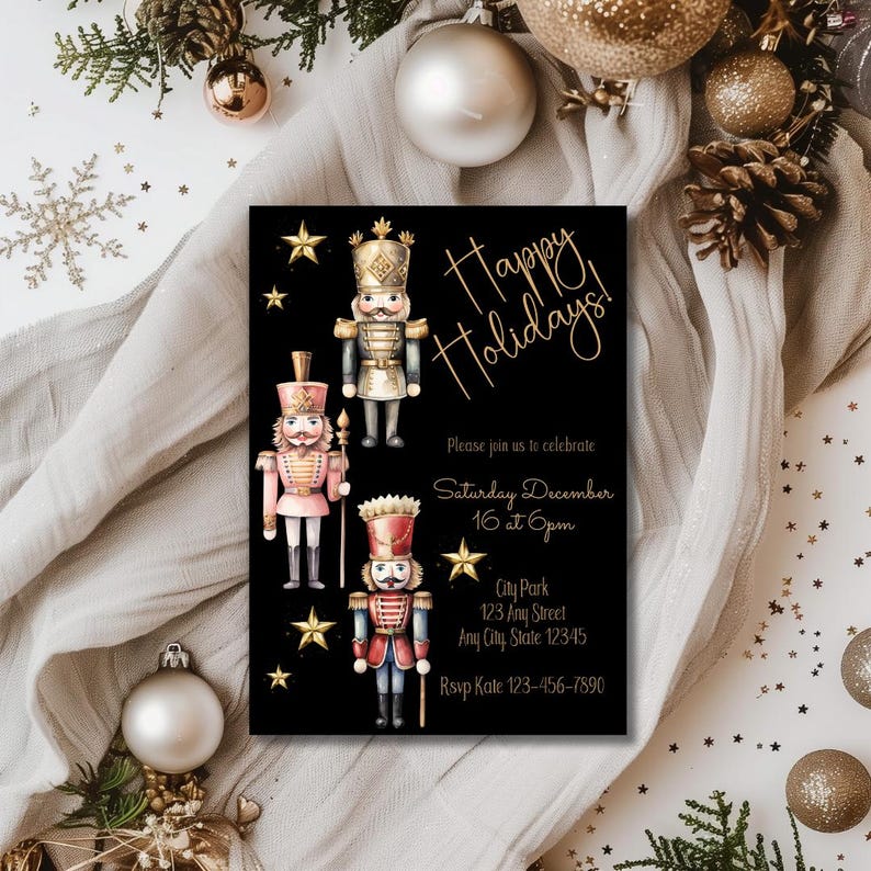 Nutcracker Holiday Invitation: Watercolor Ballerina Recital (instant ...