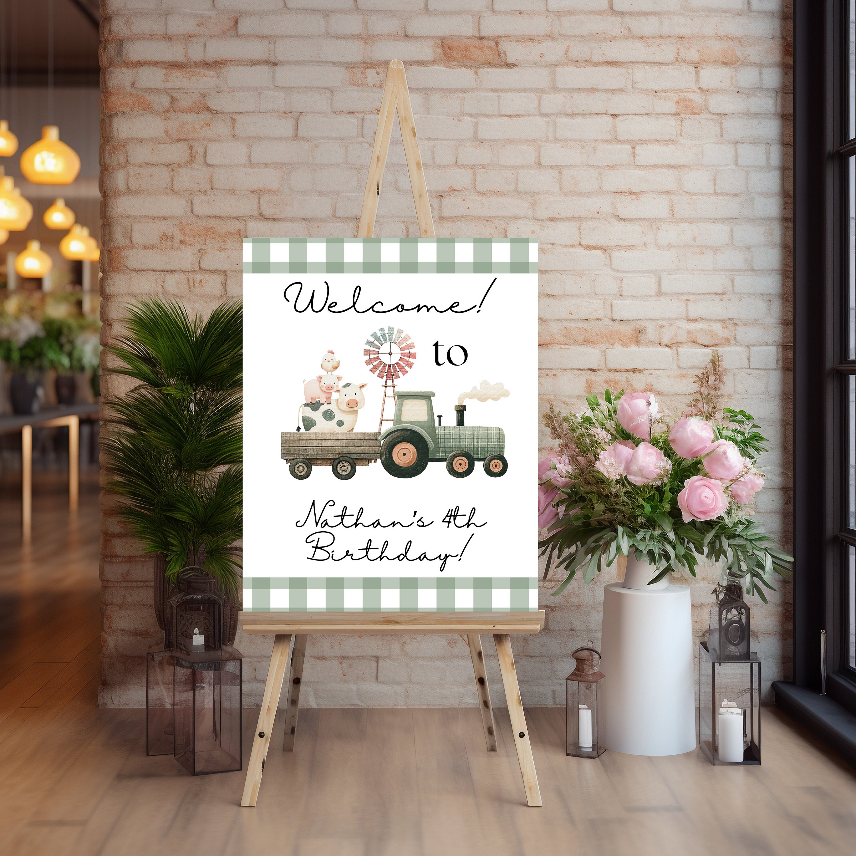 Vintage Tractor Party Welcome Sign/ Tractor Party Decor/ Editable Sign ...