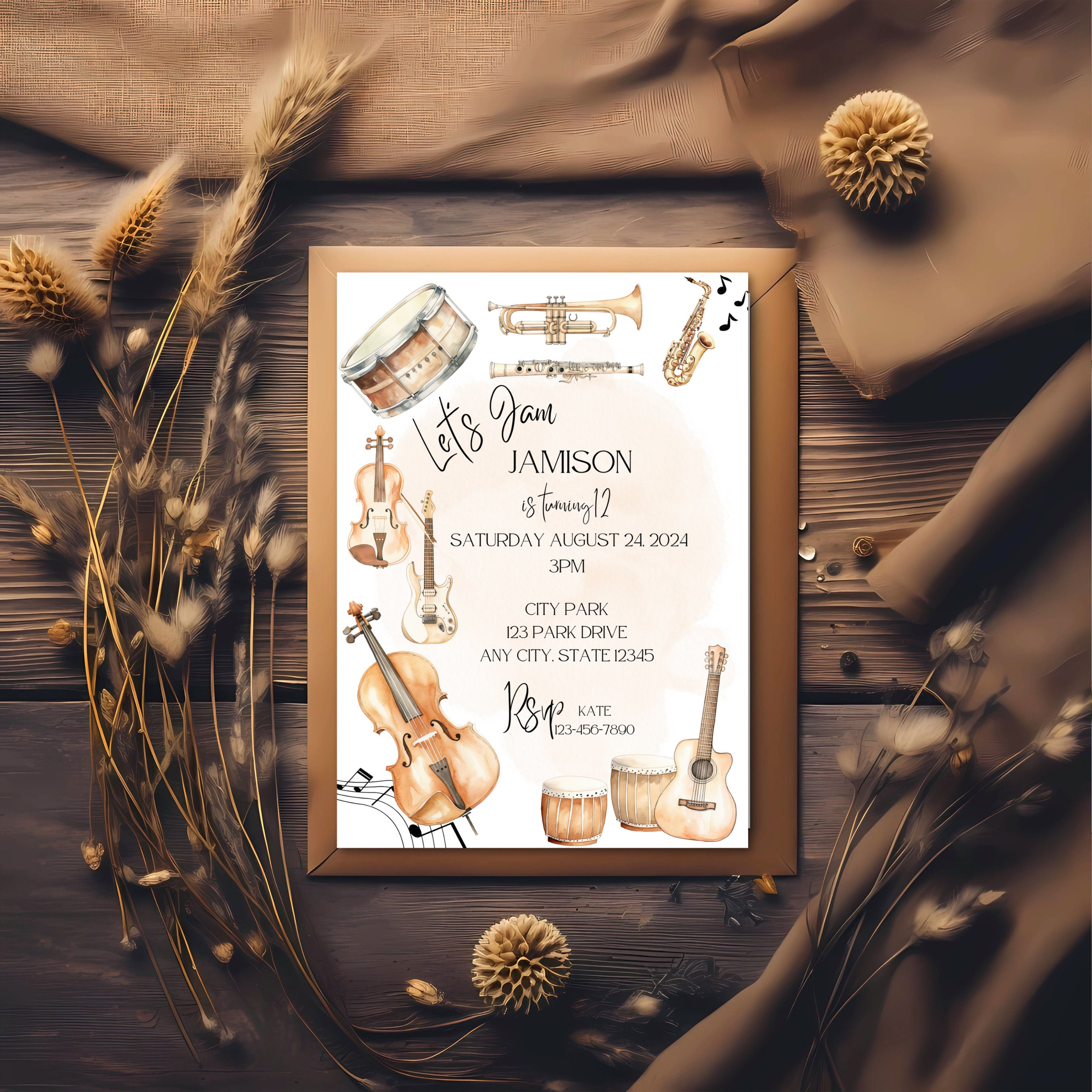 Watercolor Music Invitation| Let’s Jam Invite| Editable Invitation ...