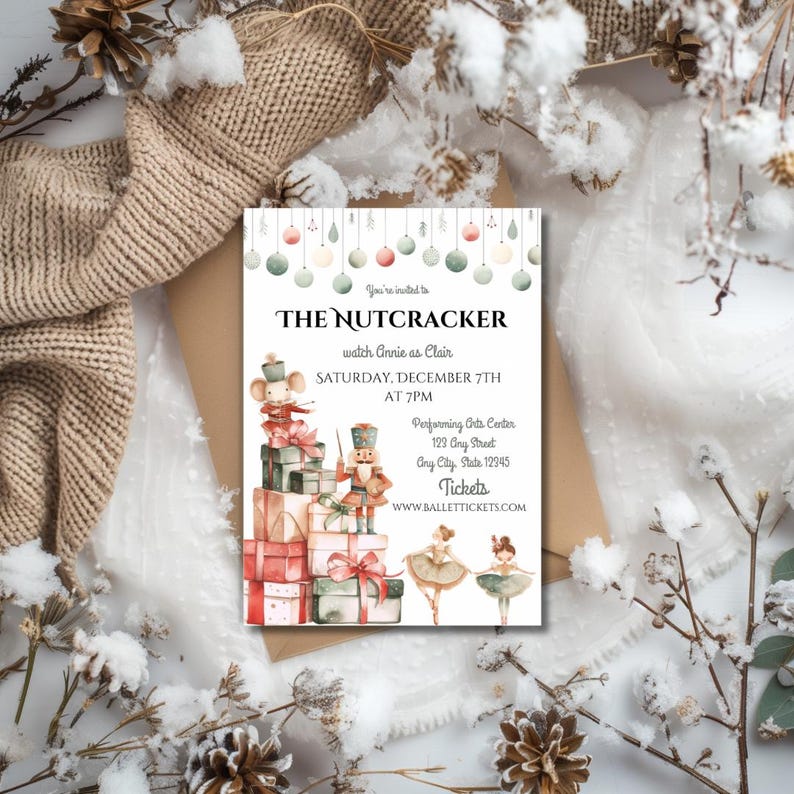 Nutcracker Invitation| Holiday Recital Invitation| Ballerina Recital ...