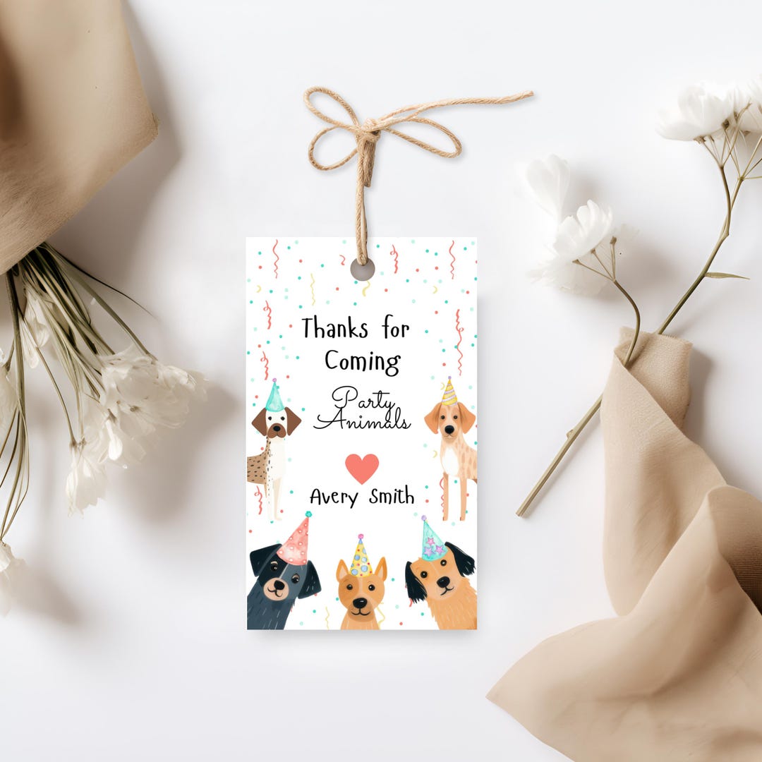 Quirky Dog Gift Tag| Birthday Thank You Tag| Instant Download - Etsy