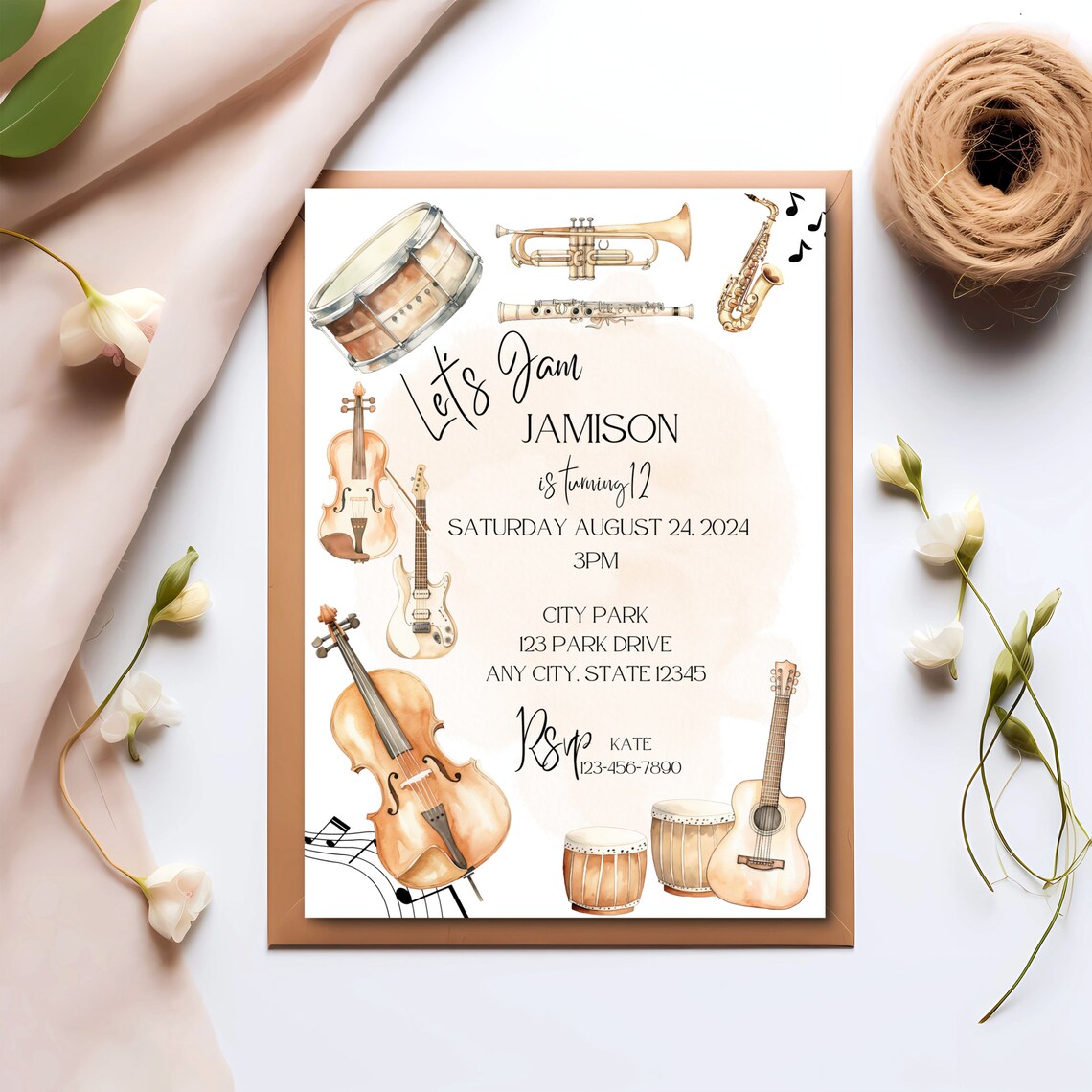 Watercolor Music Invitation| Let’s Jam Invite| Editable Invitation ...