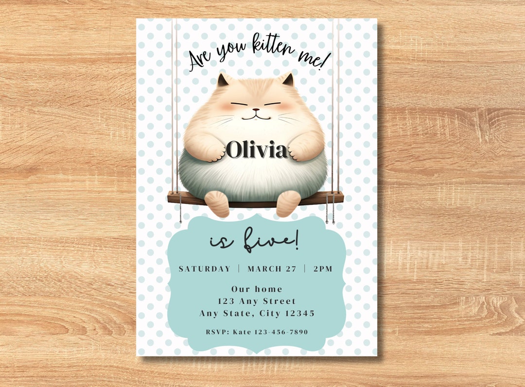 Swinging Cat Invitation - Etsy