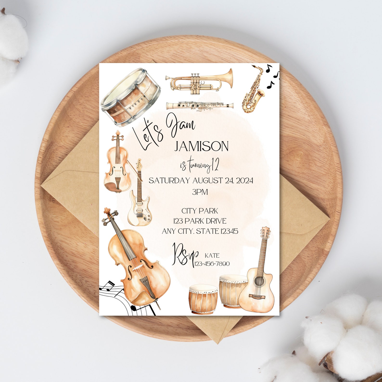 Watercolor Music Invitation| Let’s Jam Invite| Editable Invitation ...