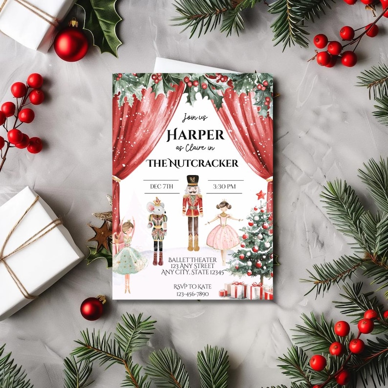 Nutcracker Invitation| Holiday Recital Invitation| Ballerina Recital ...