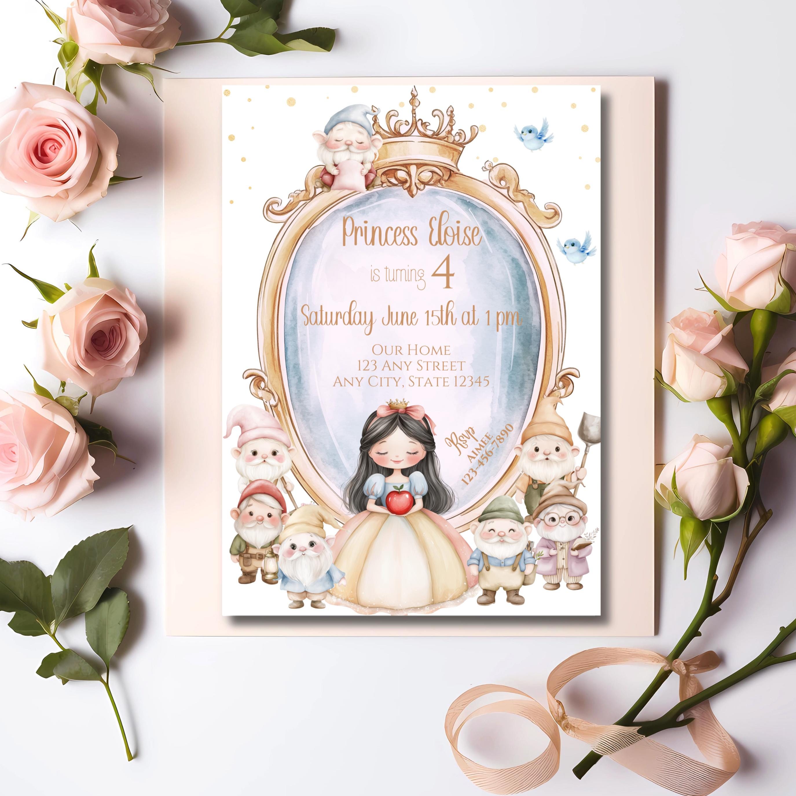 Snow White Birthday Invitation: Watercolor Princess Party (digital ...