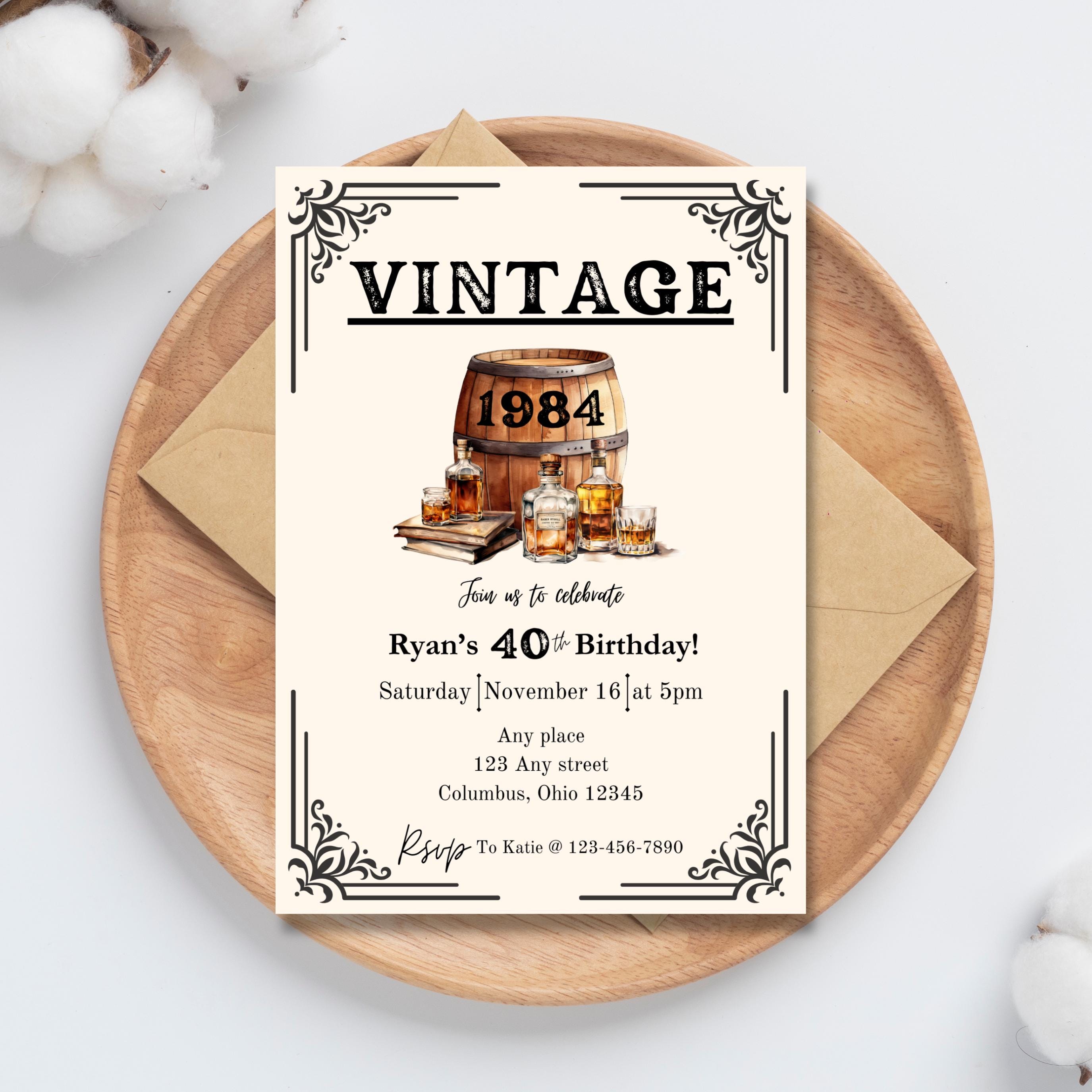 Bourbon Birthday Invitation| Aged to Perfection| Editable Invitation ...