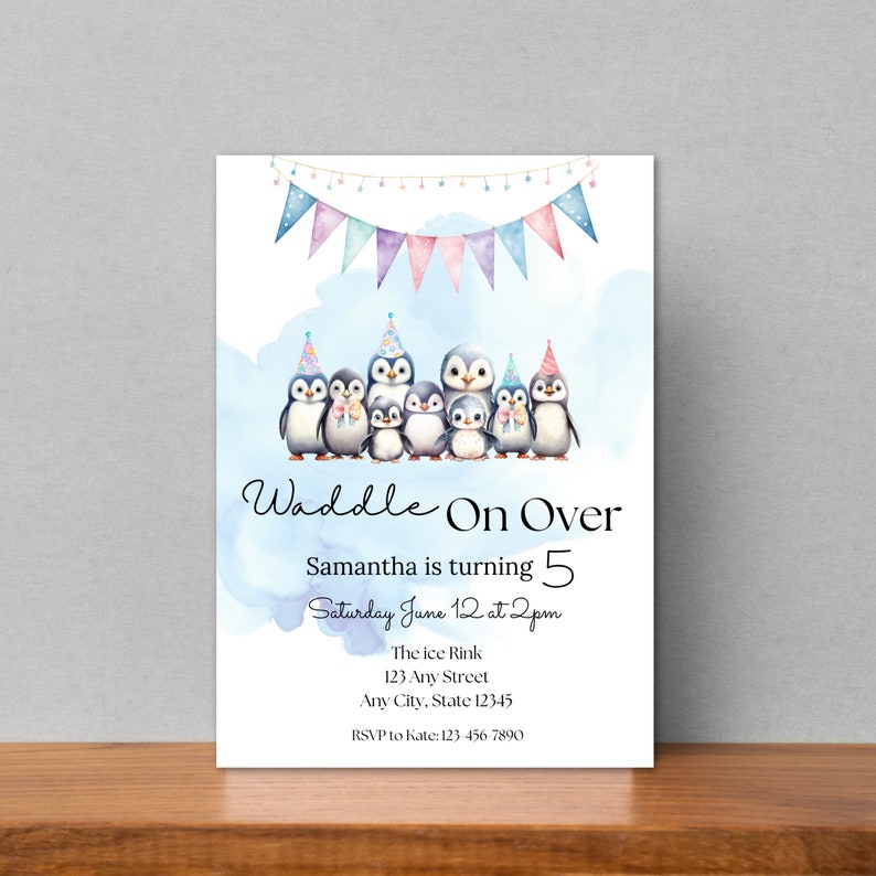 Penguin Birthday Invitation| Party Penguins| Instant DOWNLOAD - Etsy
