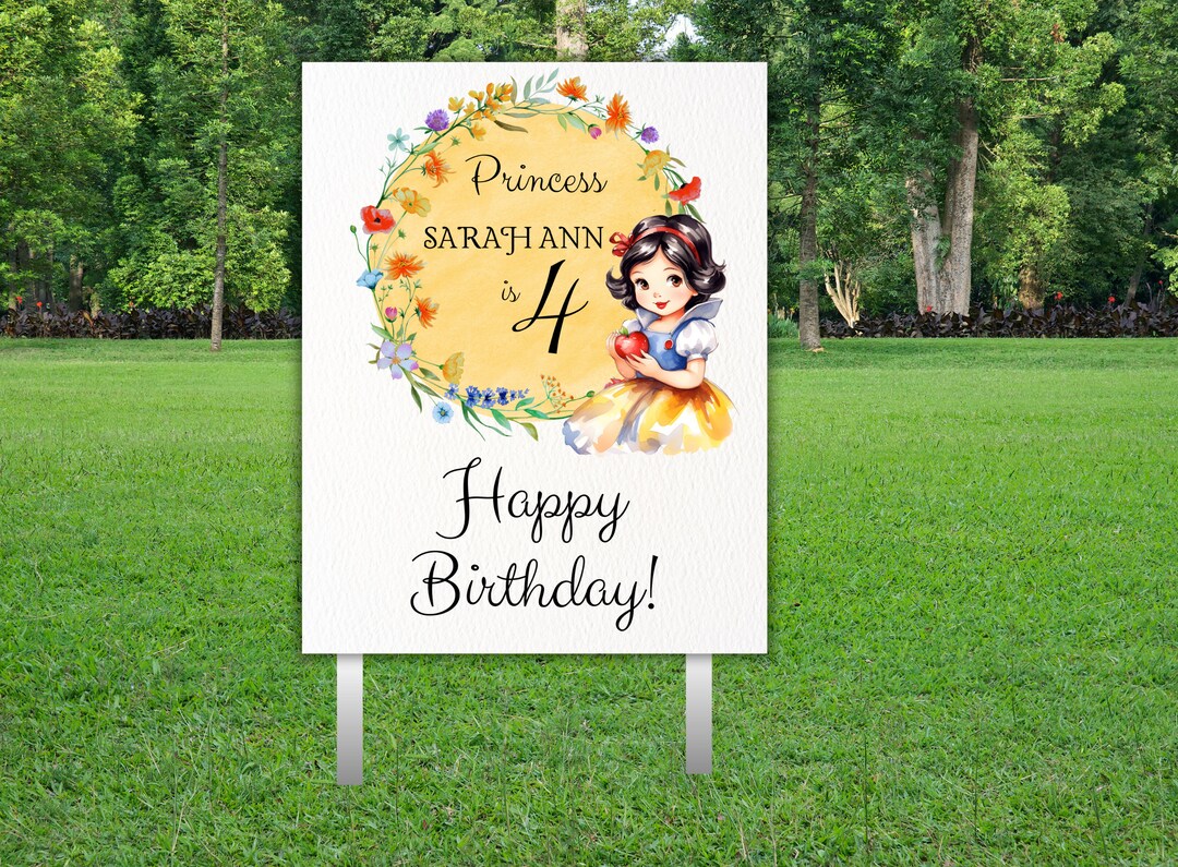 Snow White Birthday Yard Sign/snow White Party Welcome Sign - Etsy
