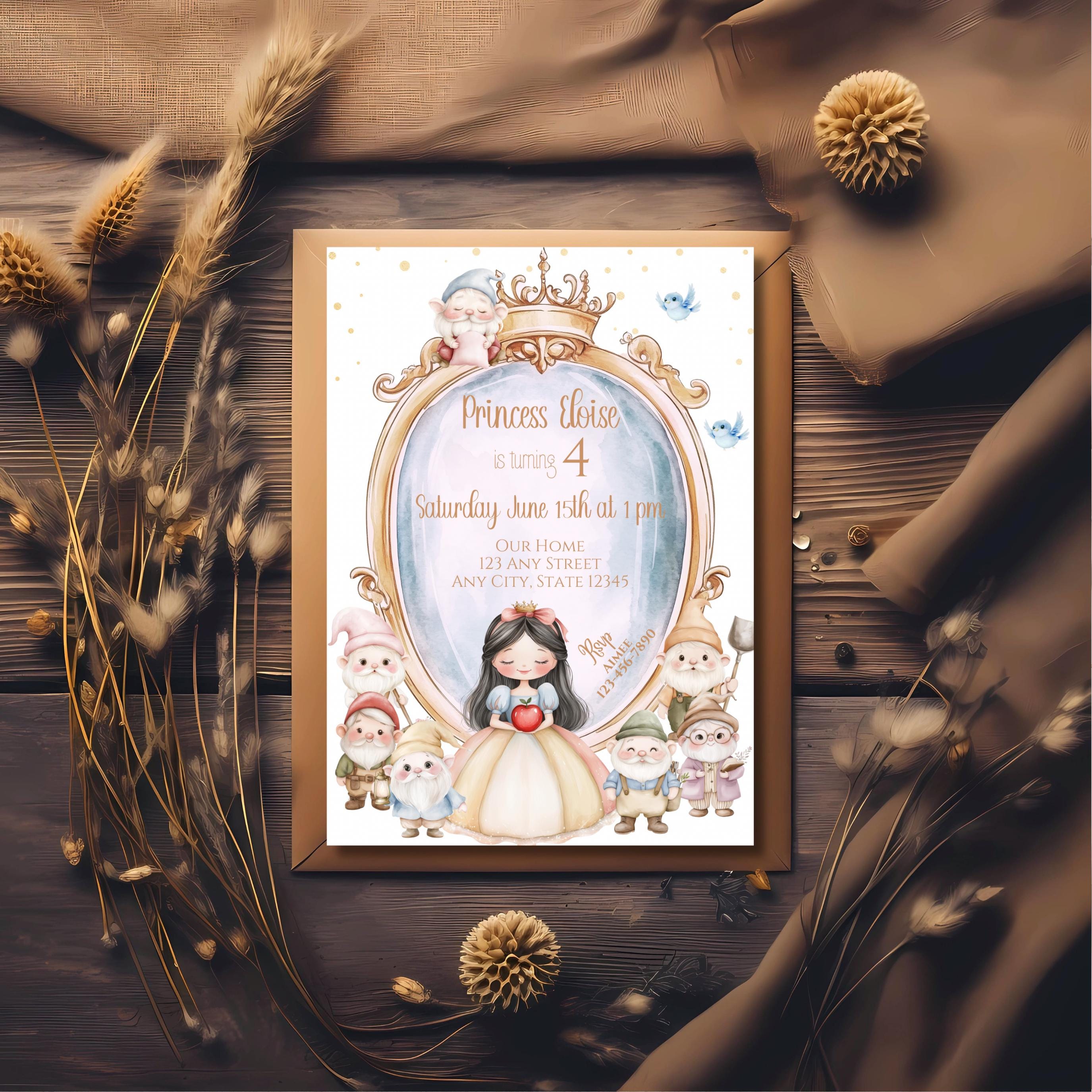 Snow White Birthday Invitation: Watercolor Princess Party (digital ...