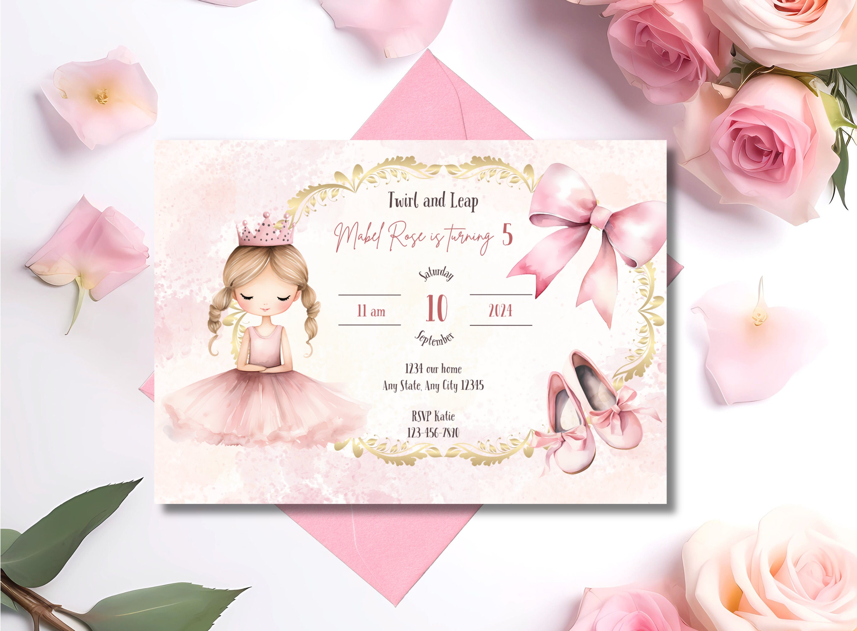 Light Pink Ballerina Digital Invitation| Ballet Dance Birthday ...