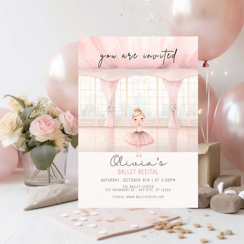 Ballet Invitation| Ballerina Birthday| Ballerina Recital Invitation ...
