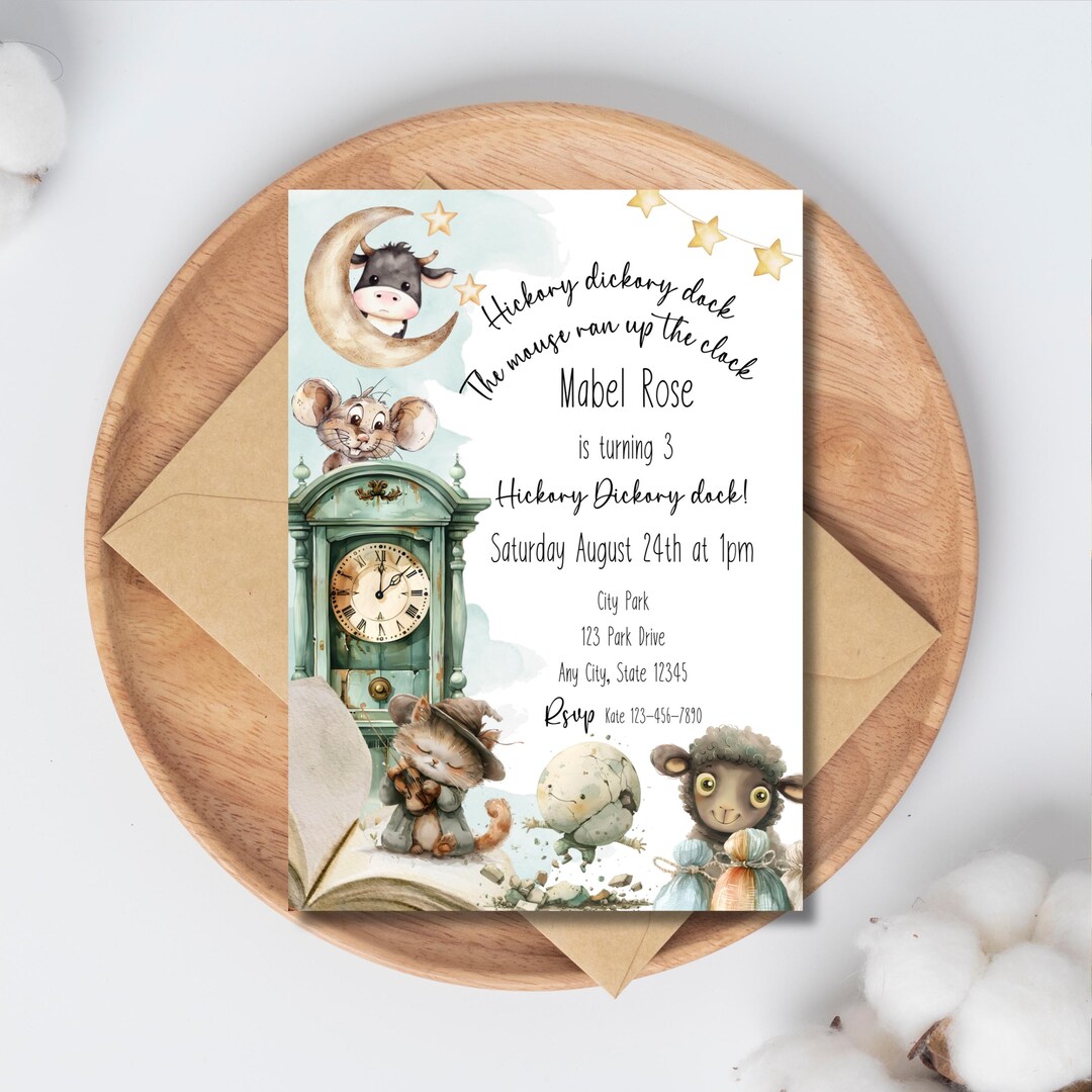 Nursery Rhyme Birthday Invitation| Car and the Fiddle Birthday ...