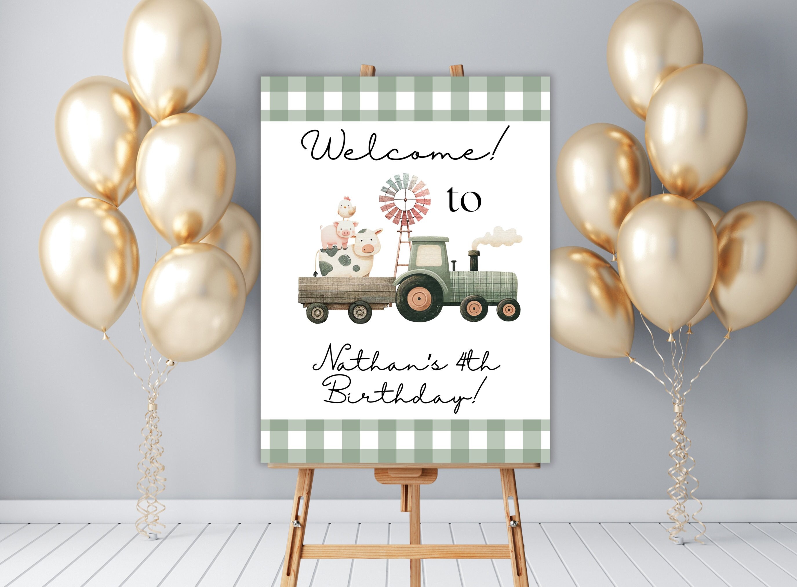 Vintage Tractor Party Welcome Sign/ Tractor Party Decor/ Editable Sign ...