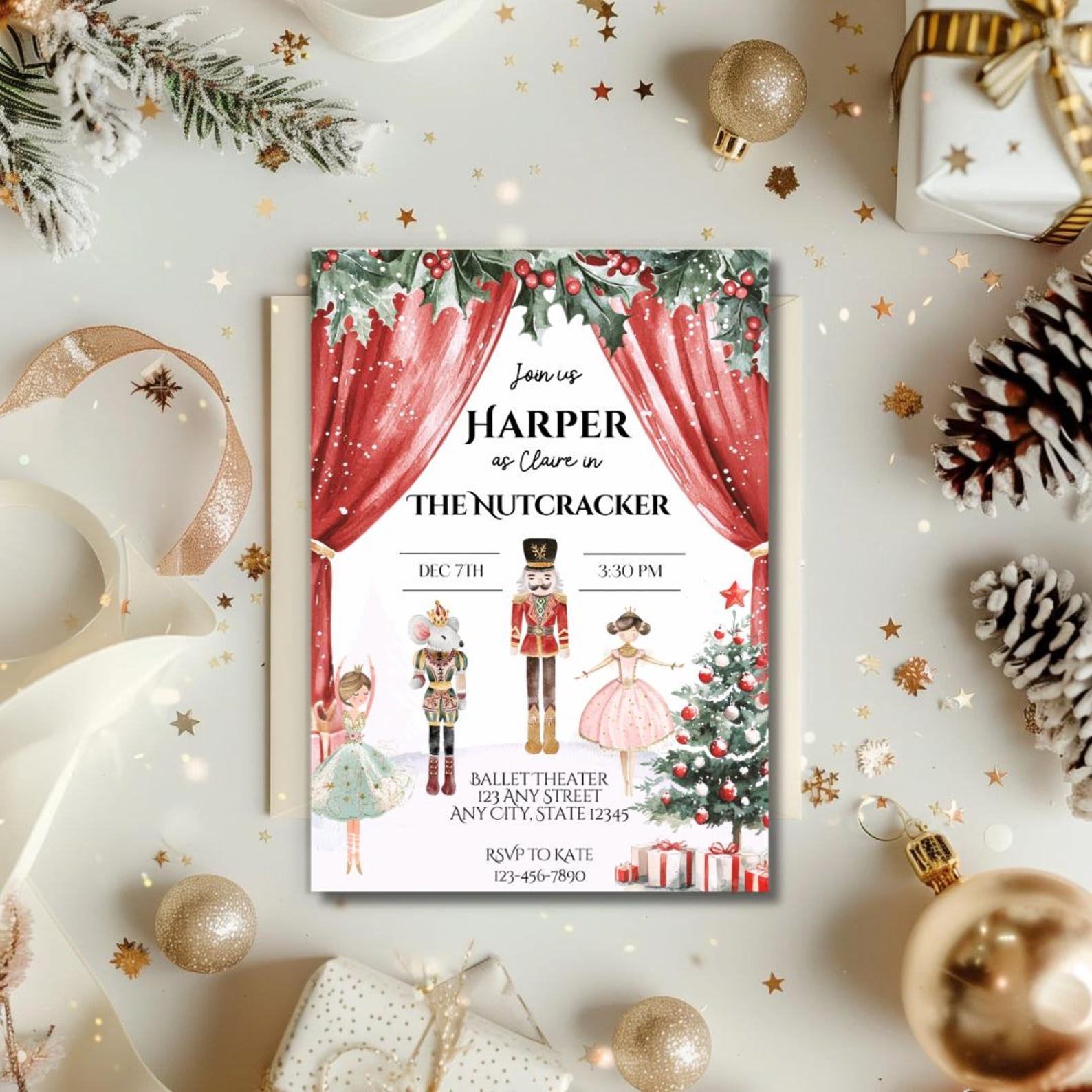 Nutcracker Invitation| Holiday Recital Invitation| Ballerina Recital ...