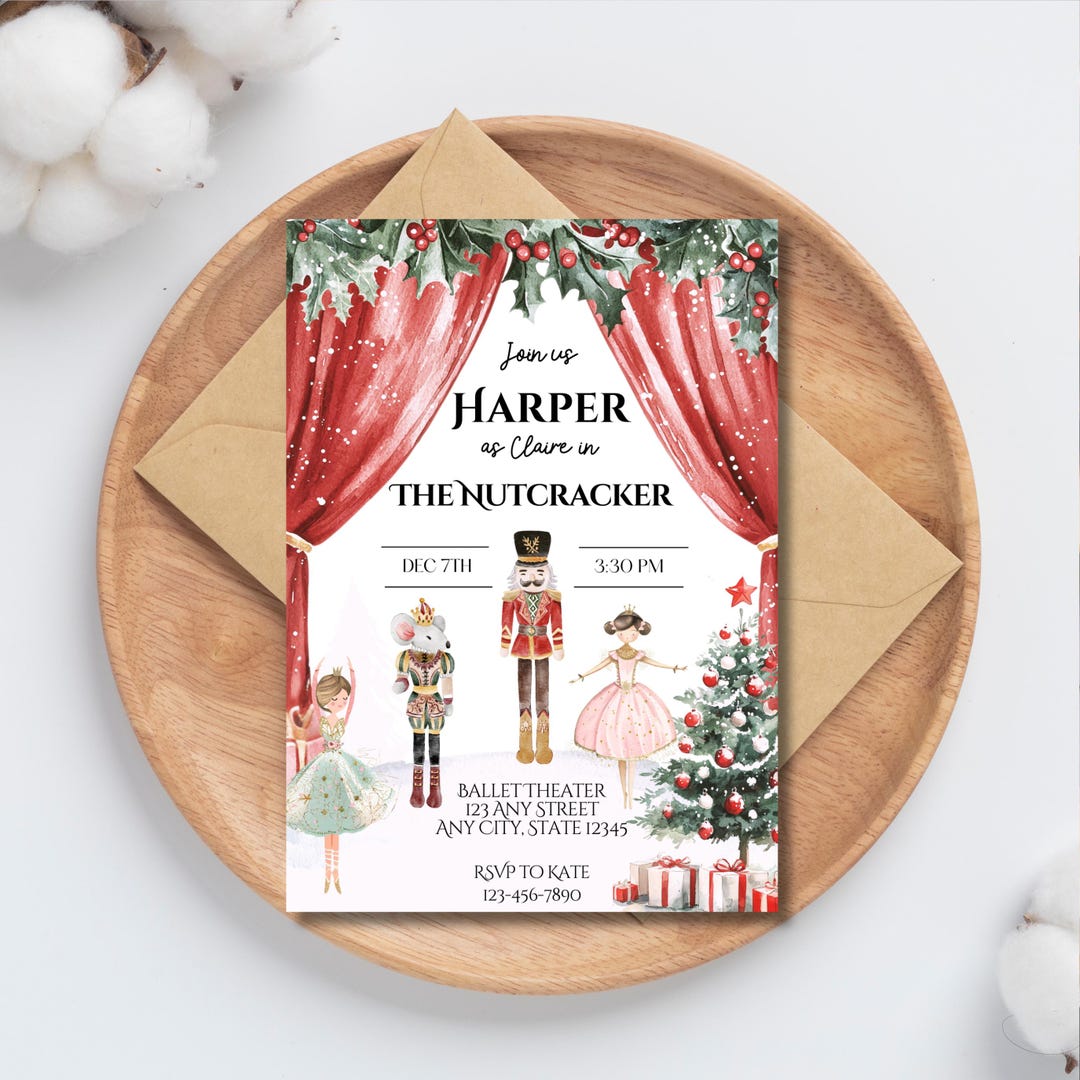 Nutcracker Invitation| Holiday Recital Invitation| Ballerina Recital ...