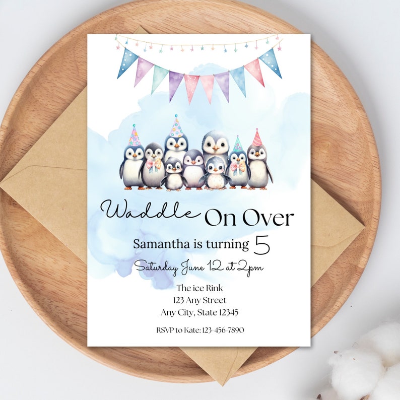 Penguin Birthday Invitation| Party Penguins| Instant DOWNLOAD - Etsy