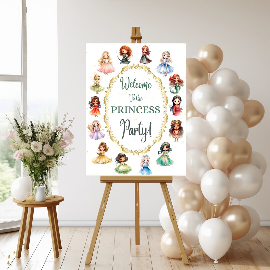 Princess Party Welcome Sign: Editable Birthday Template (digital ...